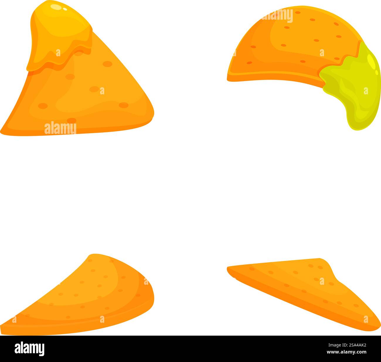 Colorful vector illustration of different shaped nacho chips with ...