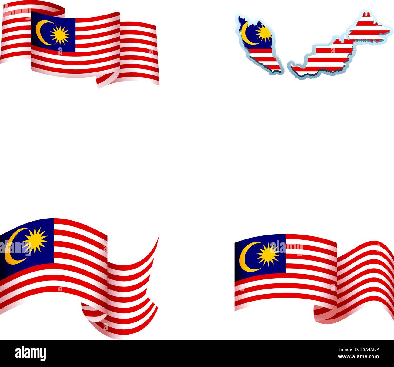 Set of malaysian flags in different styles, suitable for various design ...