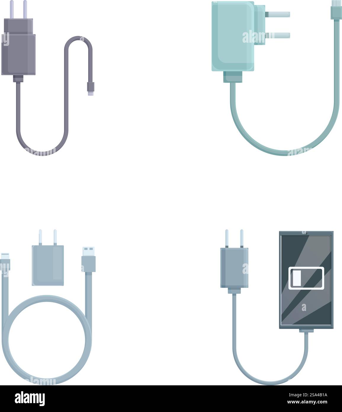 Vector Illustration Of Diverse Types Of Power Plugs And Connectors For Different Electronic