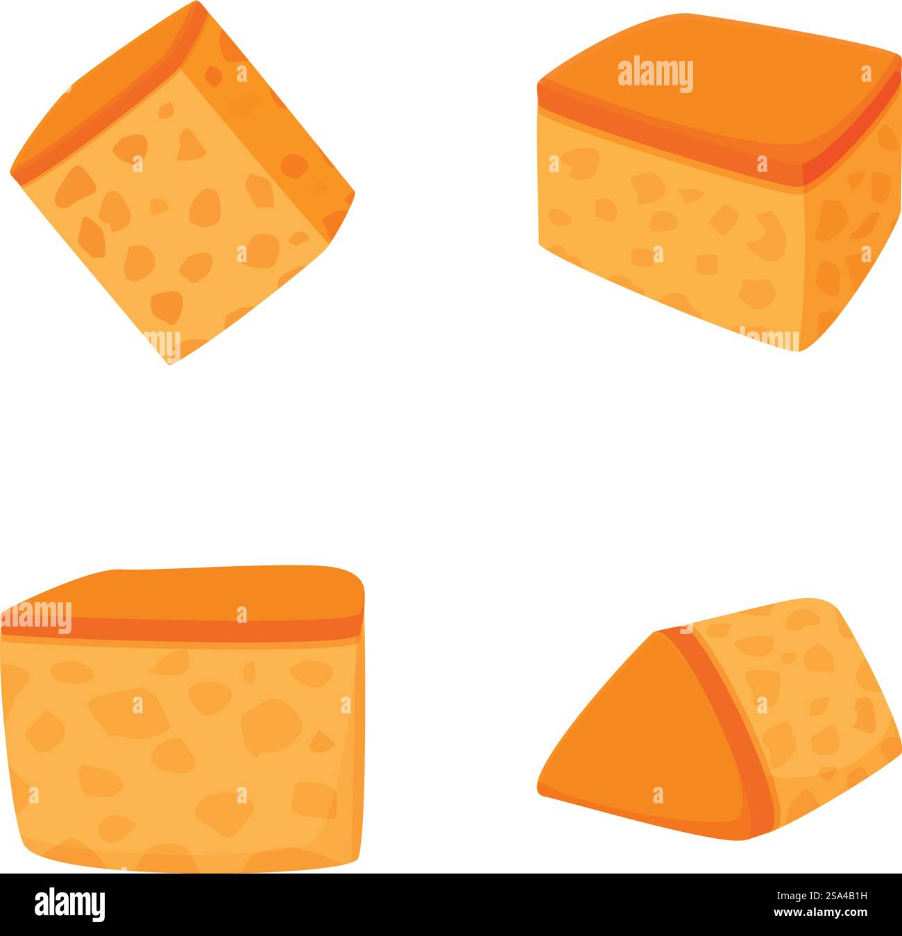 Collection of four cheese block illustrations in flat style, perfect ...