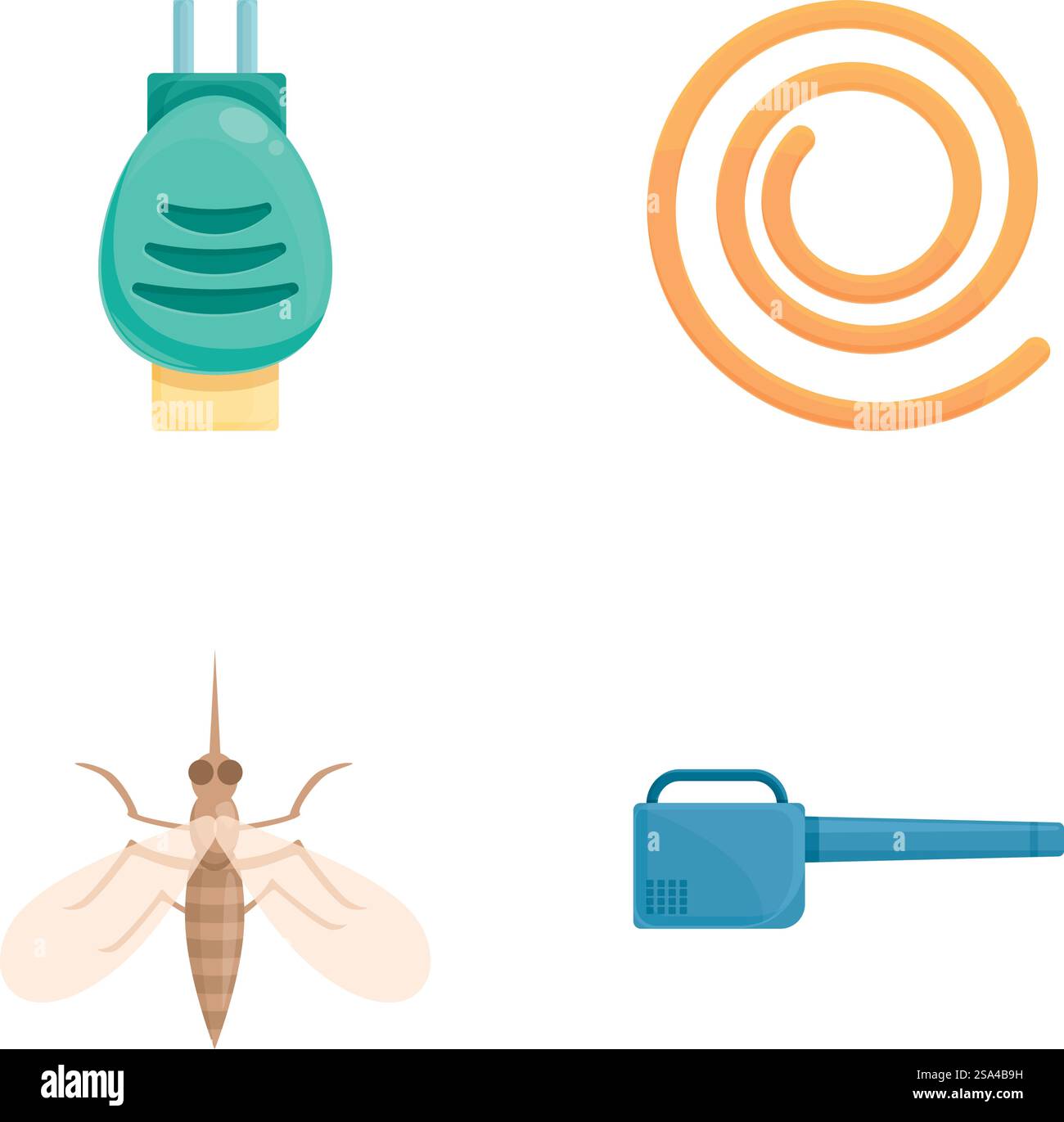Vector icons depicting tools used in pest control including insecticide ...