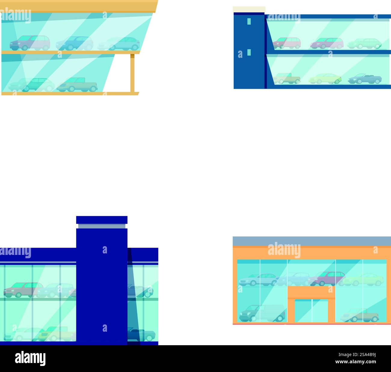 Modern commercial building set with vector illustrations of ...