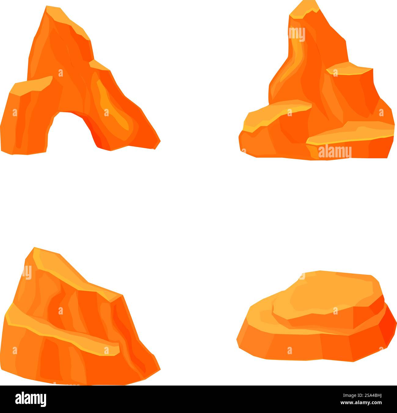 Collection of colorful isometric rocks and stones for game design and ...