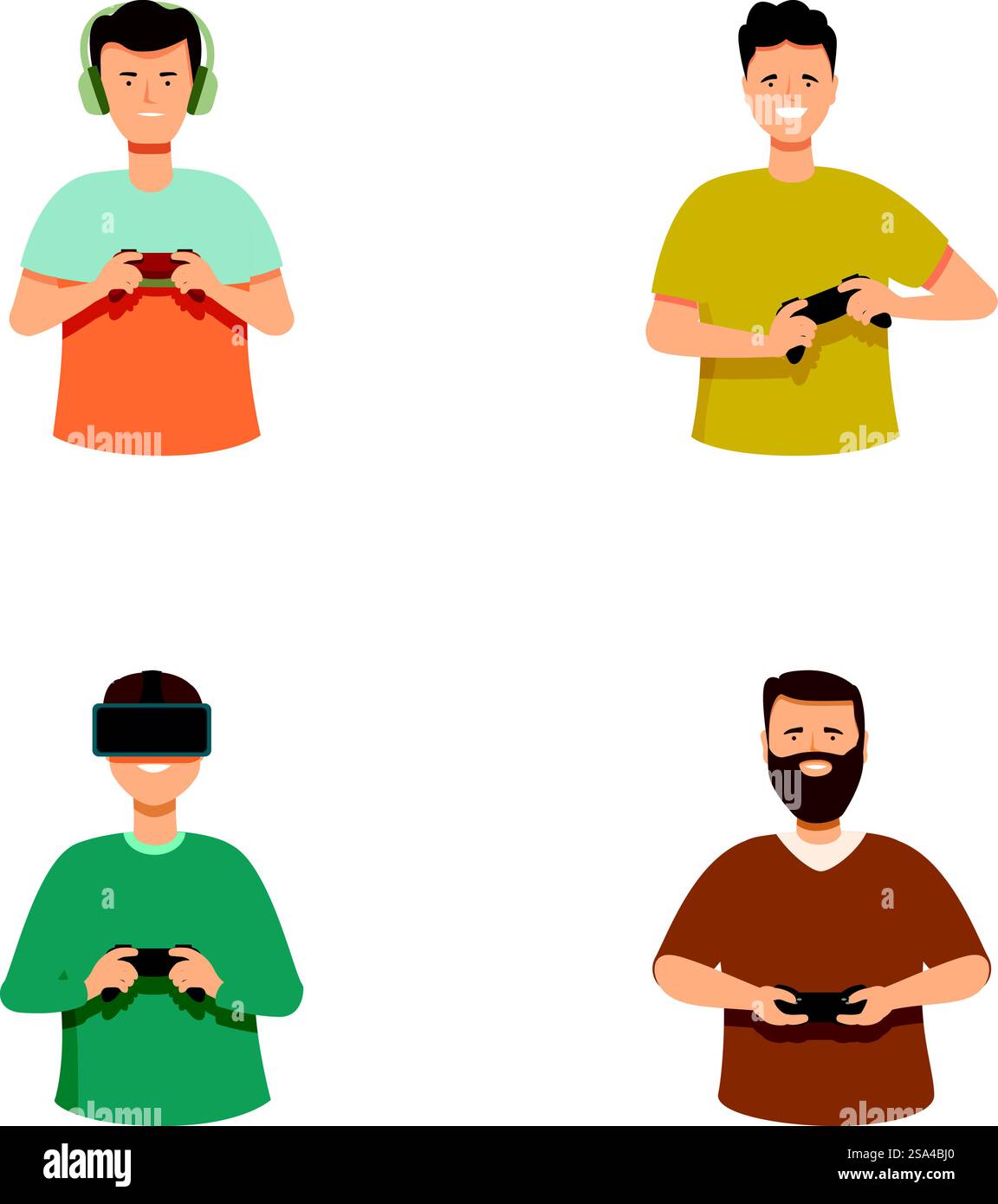 Four male characters holding game controllers, showcasing diverse ...