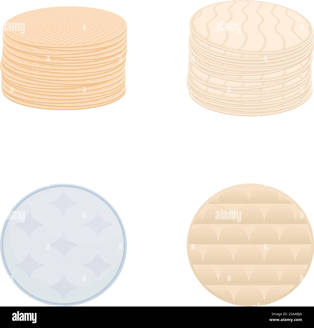 Set of four different styled wafer and cookie icons, perfect for snack ...