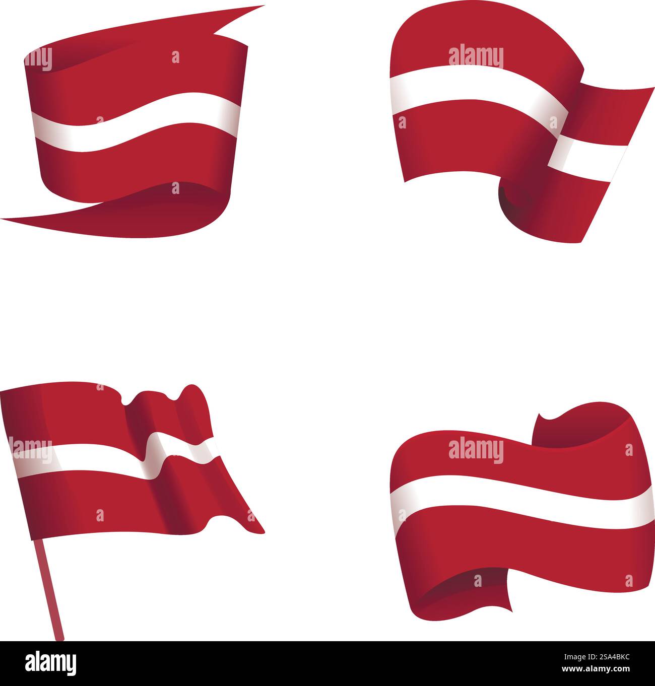 Collection of various styled latvian national flags isolated on white for design use. Set of ...