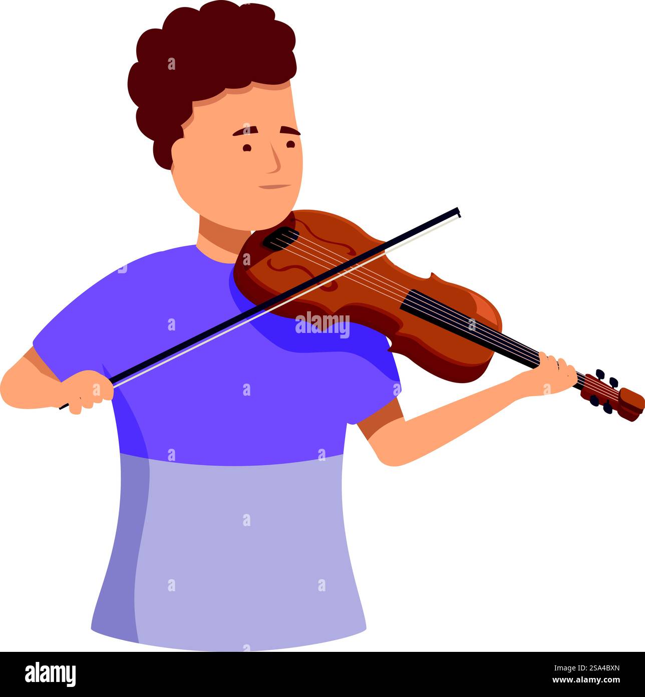 Young musician is playing a beautiful classical piece on his violin ...