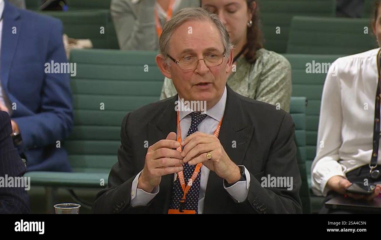 Screen grab of Sir Nicholas Mostyn appearing before MPs scrutinising ...