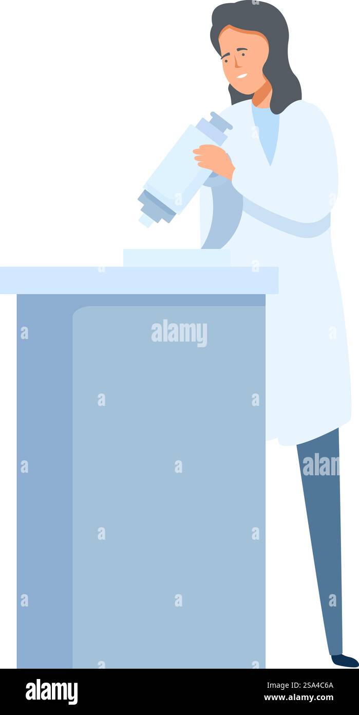 Scientist is carefully positioning a microscope, ready to delve into ...