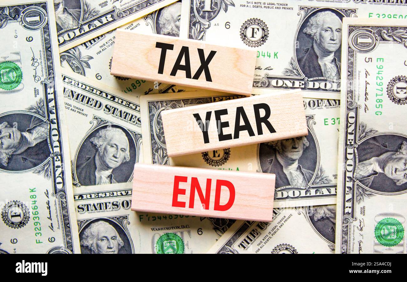 Tax year end symbol. Concept words Tax year end on beautiful wooden ...