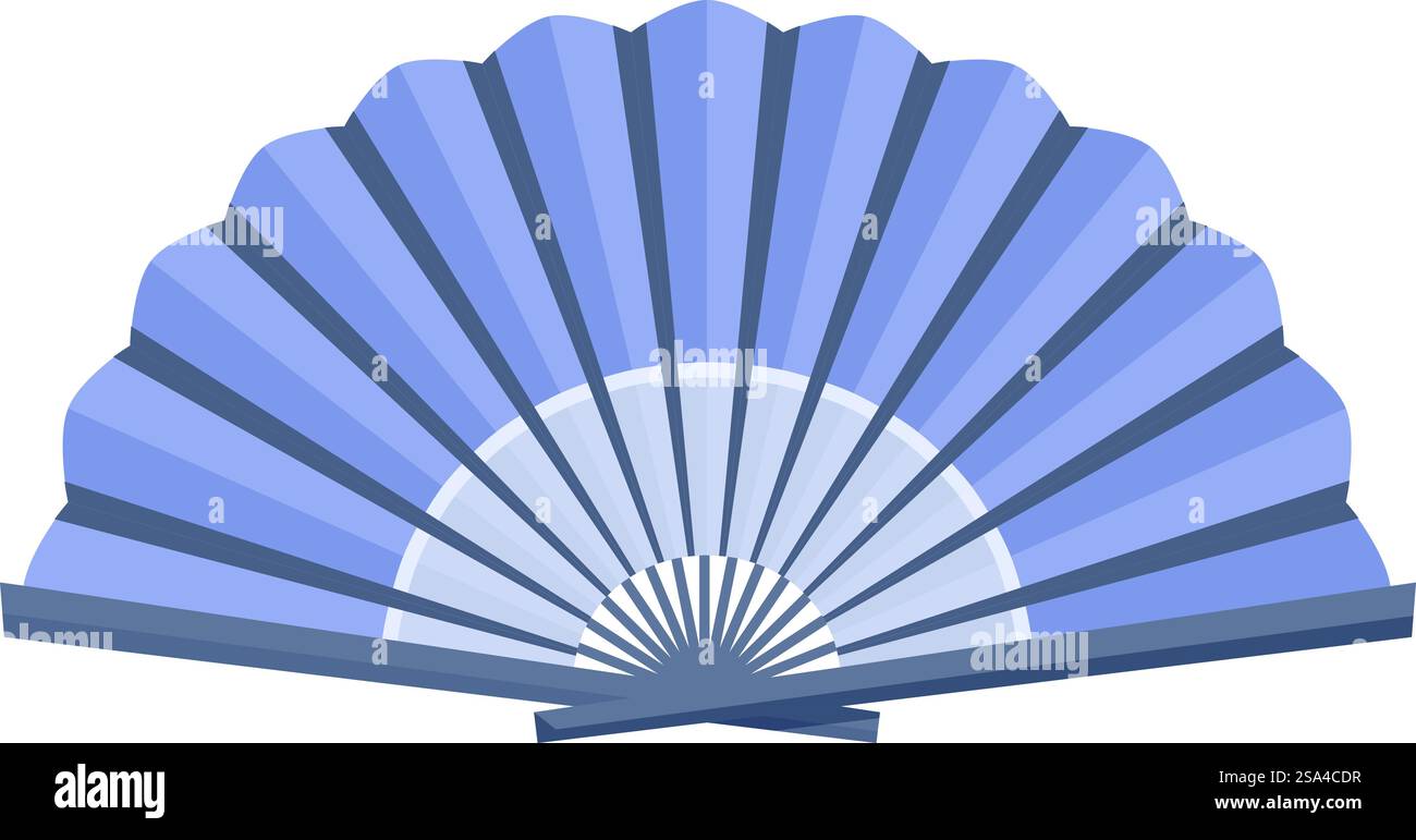 Open blue folding fan made of wood and fabric hi-res stock photography ...