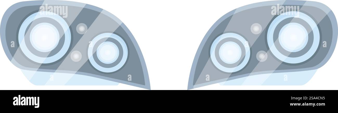 Pair of modern car headlights is illuminating the night hi-res stock ...