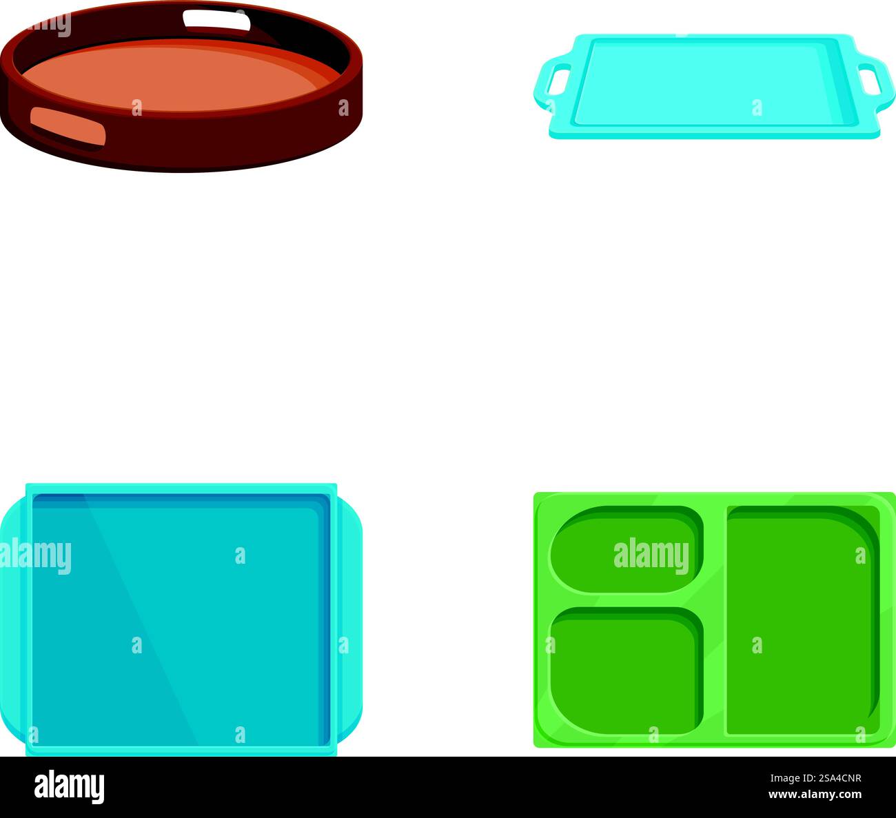 Collection of colorful empty trays in flat design style, suitable for ...
