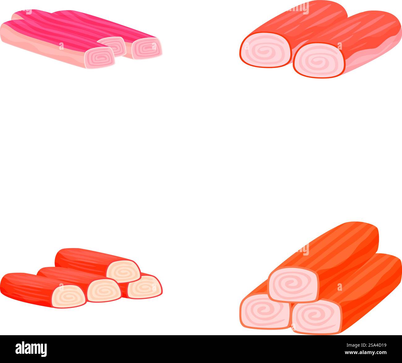 Vector illustration of cartoon sushi rolls with fish and meat, isolated ...