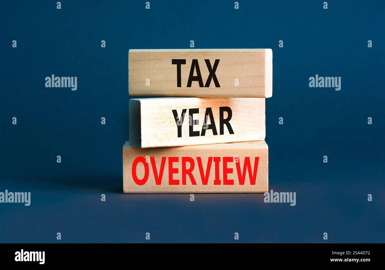 Tax year overview symbol. Concept words Tax year overview on beautiful ...