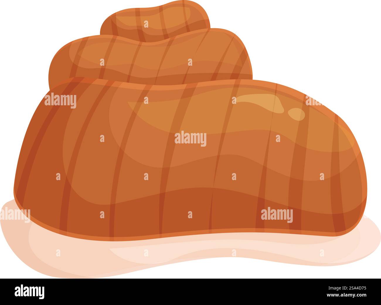 Big brown sea shell with beautiful spiral stripes lying on the sand ...