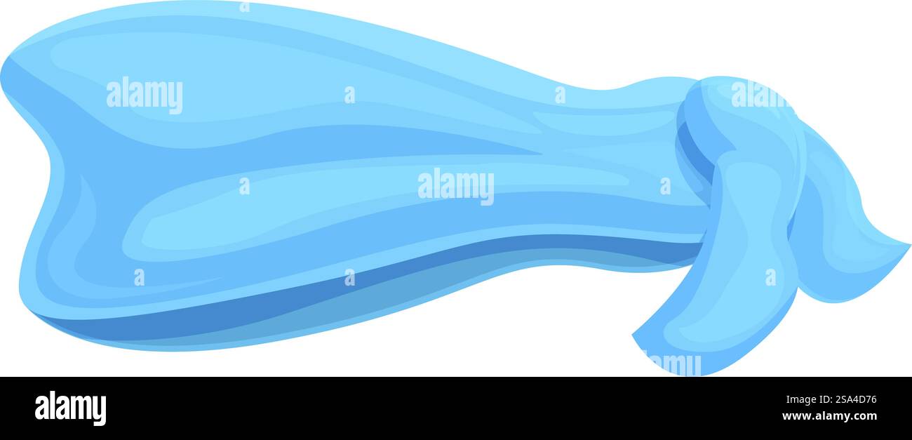 Blue silk scarf flowing in the wind isolated on white background. Blue ...