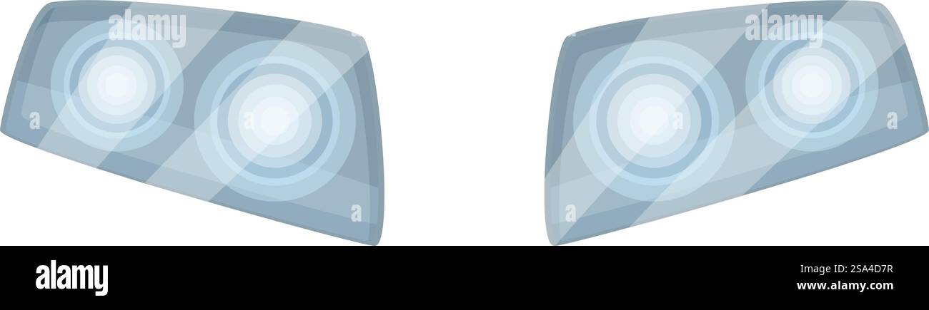 Two car headlights are illuminating the road ahead, ensuring safe ...