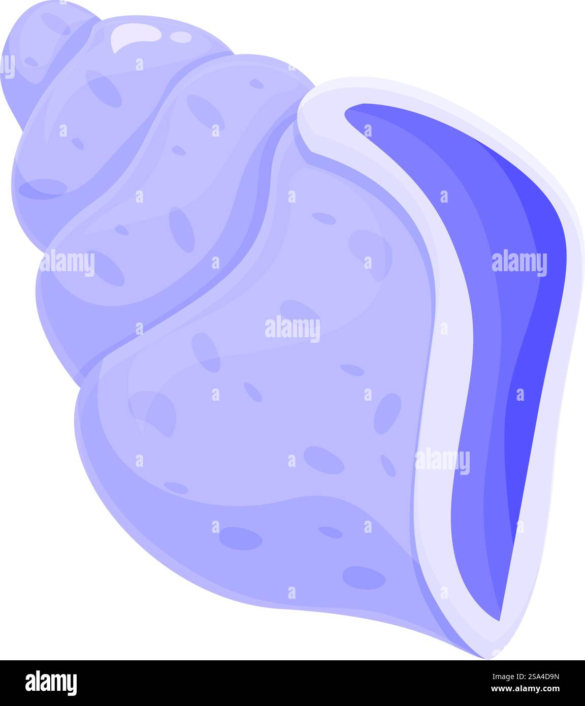 Cartoonish purple spiral shell laying on its side. Purple shell lying ...