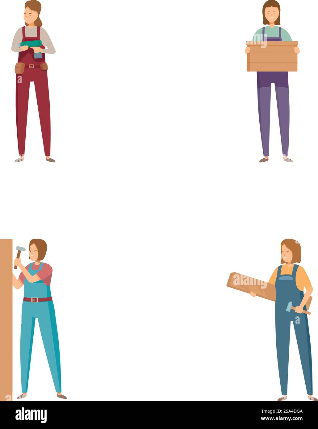 Colorful illustration depicting individuals in various work roles ...