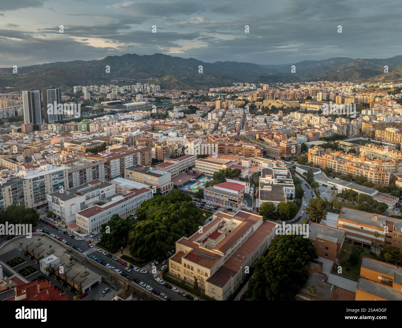 Aerial view of the Univesity of Malaga, Ejido campus housing the ...