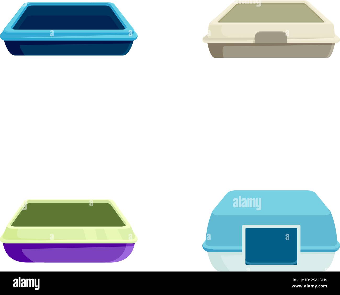 Set of four illustrated empty styrofoam containers for food packaging ...