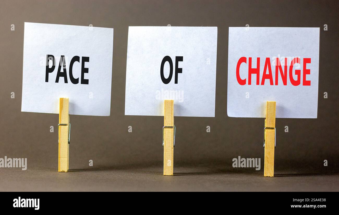 Pace of change symbol. Concept words Pace of change on beautiful white ...