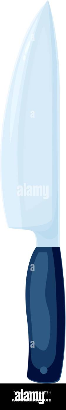 Large sharp kitchen knife pointing upwards with black handle. Large ...