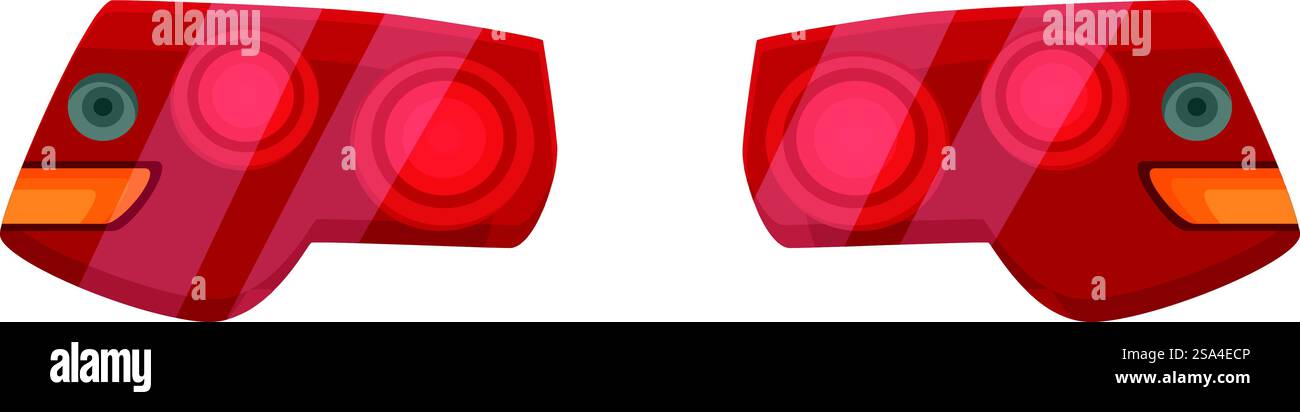 Pair of modern car rear lights is shining a red light, indicating the ...
