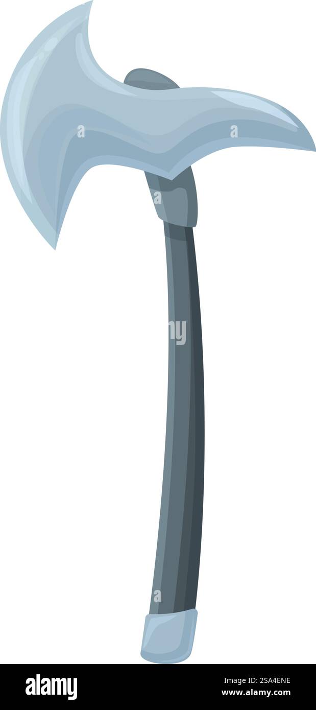 Large sharp axe with wooden handle standing upright isolated on white ...