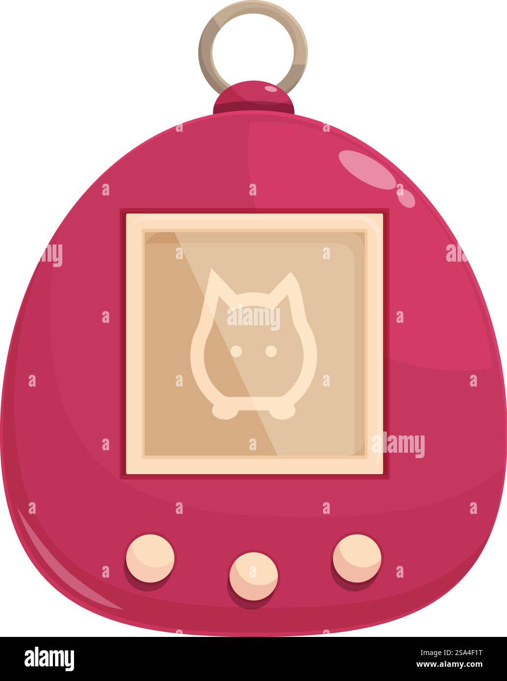Pink virtual pet keychain toy displaying a cat drawing on its screen ...
