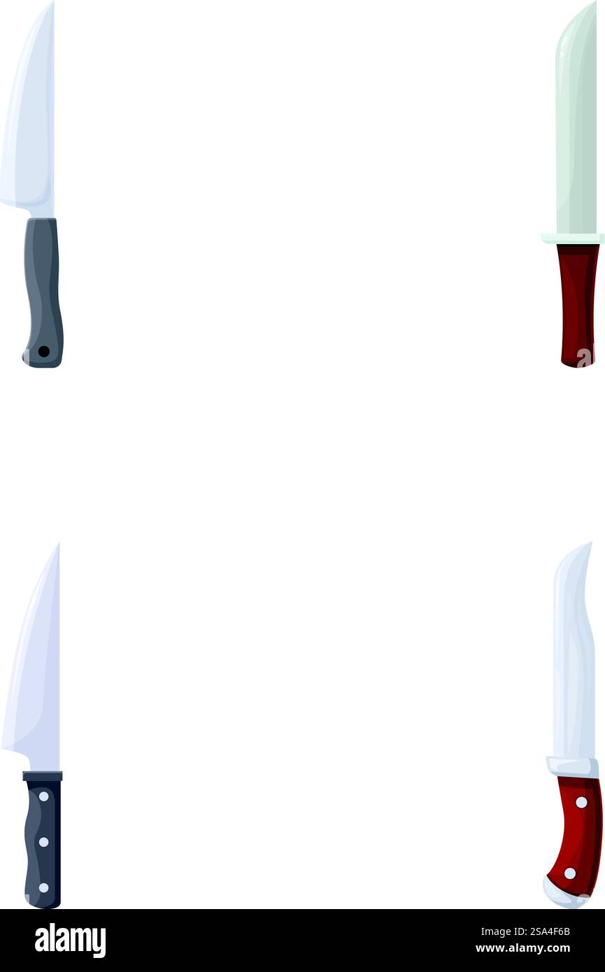 Vector illustration of four different chef knives, ideal for culinary ...