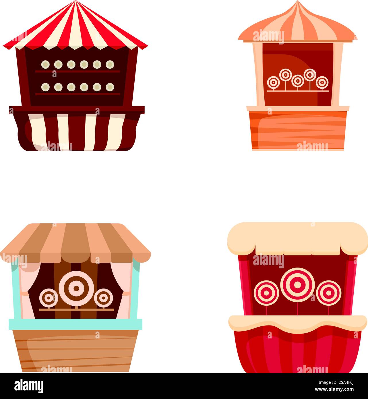 Set of four colorful vector illustrations of different street food ...