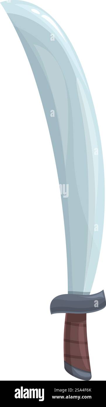 Curved sword with sharp blade pointing up isolated on white background ...