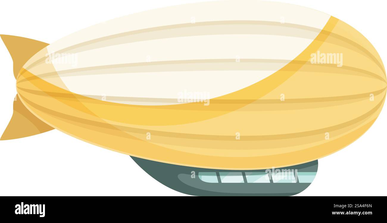 Yellow and white zeppelin airship flying through the sky. Yellow and ...