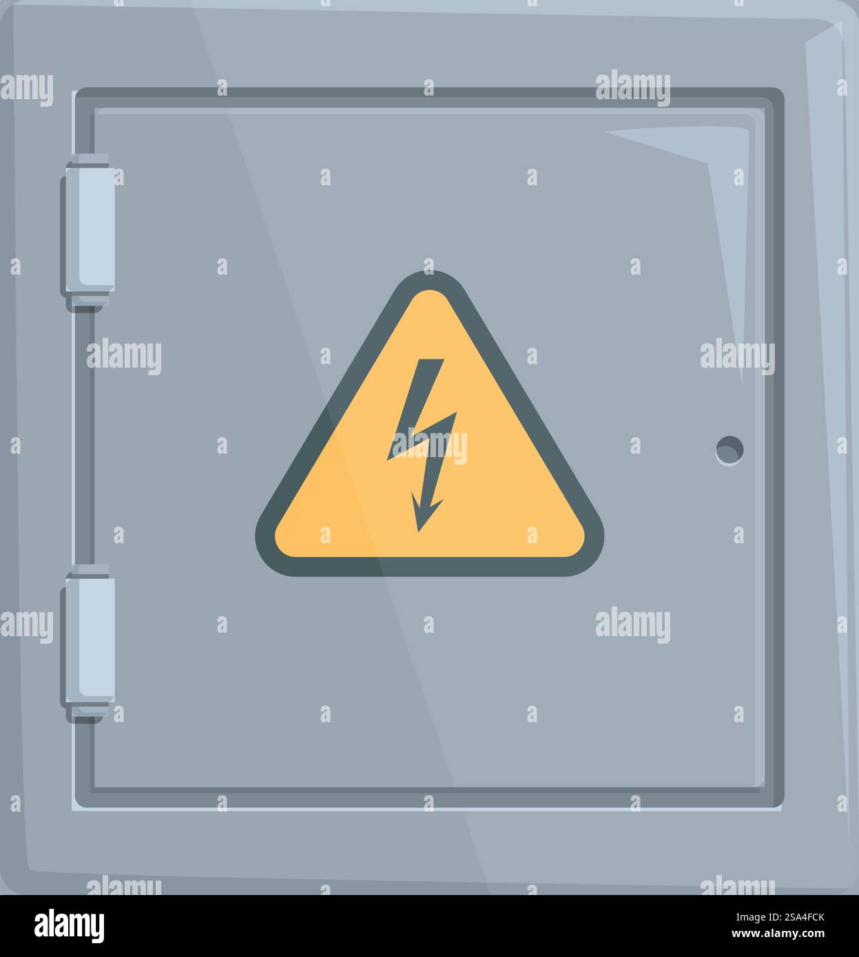 Grey metallic electrical panel with high voltage sign is warning about ...