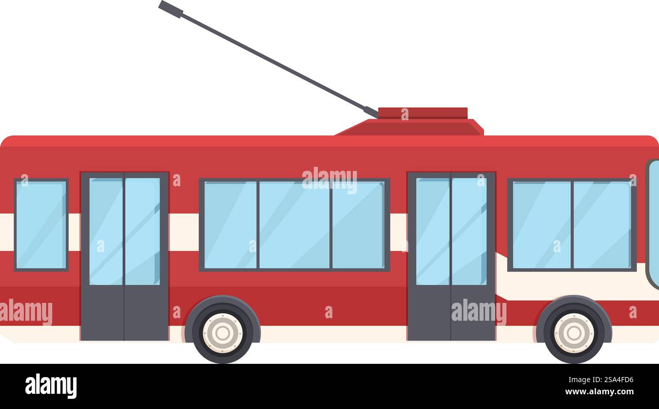 Red trolleybus isolated on white background, public transportation ...