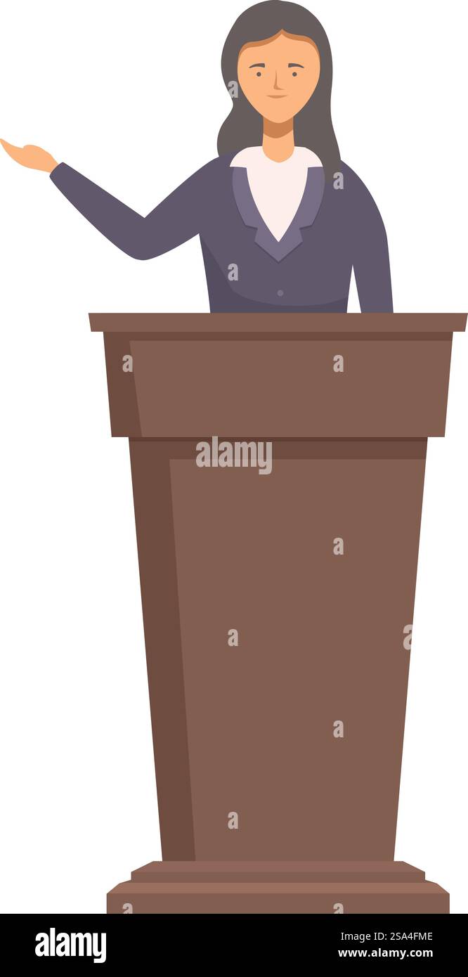 Business woman standing behind lectern Stock Vector Images - Alamy