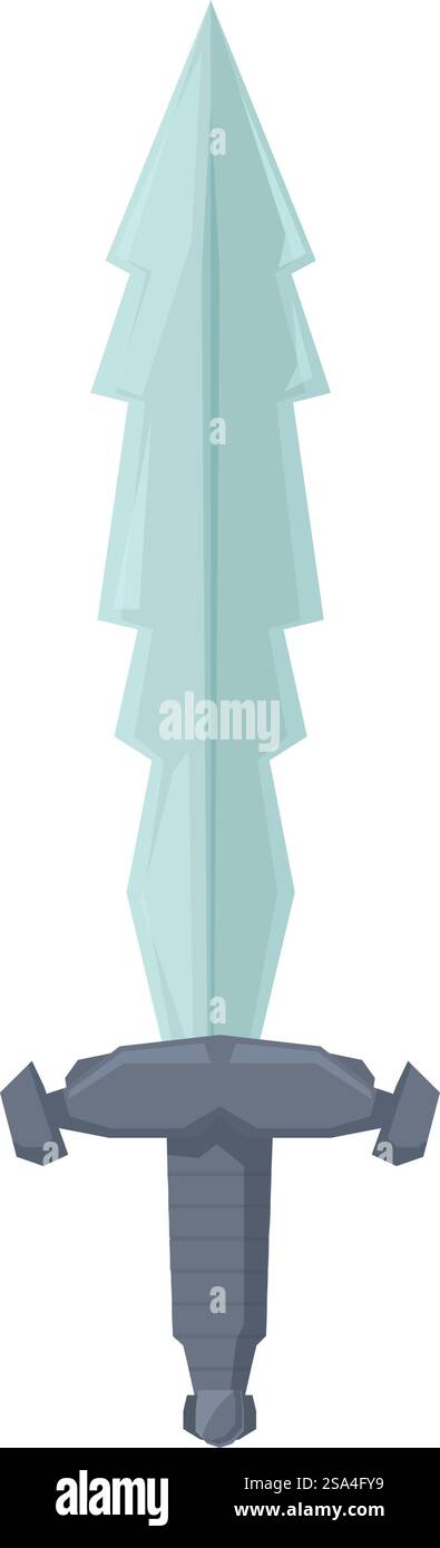 Sharp fantasy sword pointing up presenting a steel blade with jagged ...