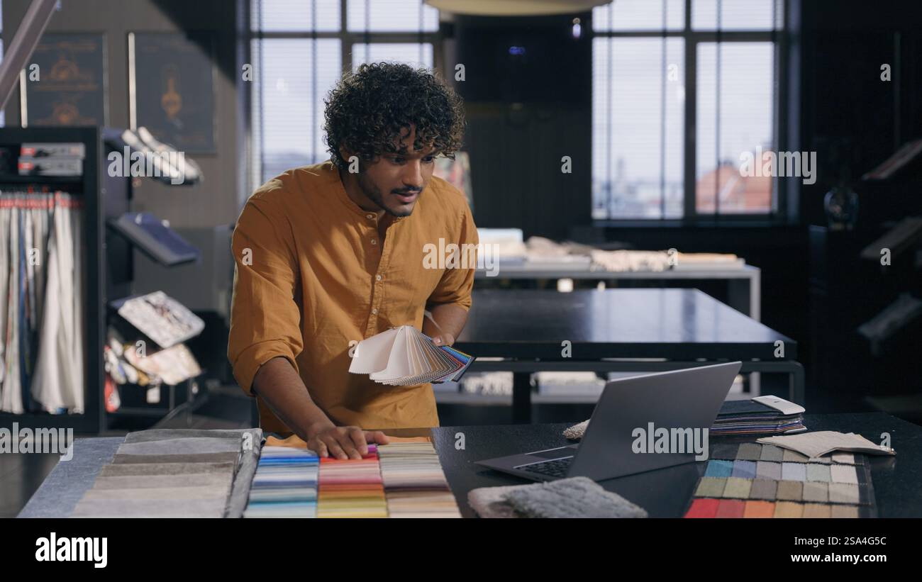 Indian Arabian man creative fashion designer stylist decorator salesman ...