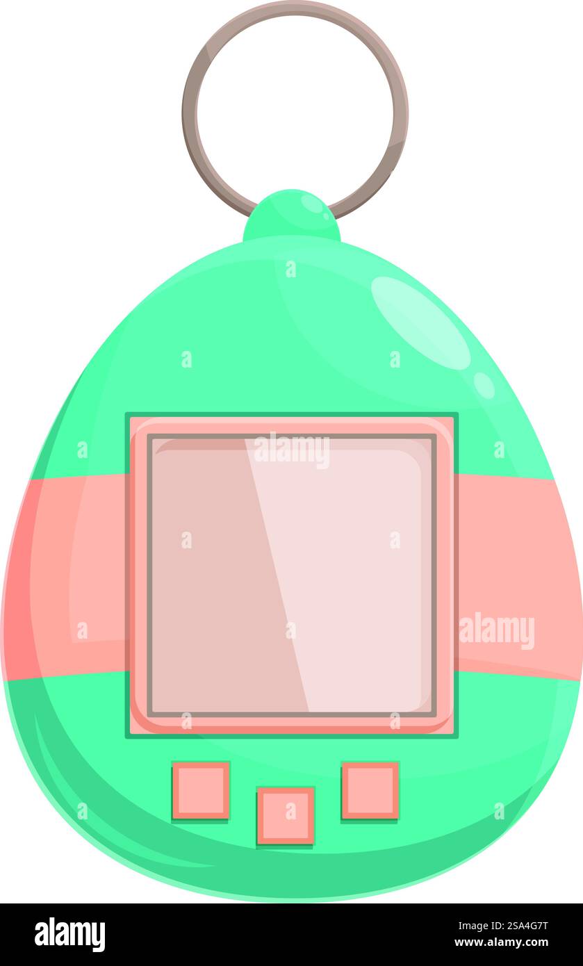 Portable virtual pet keychain toy is shown, featuring buttons and a ...