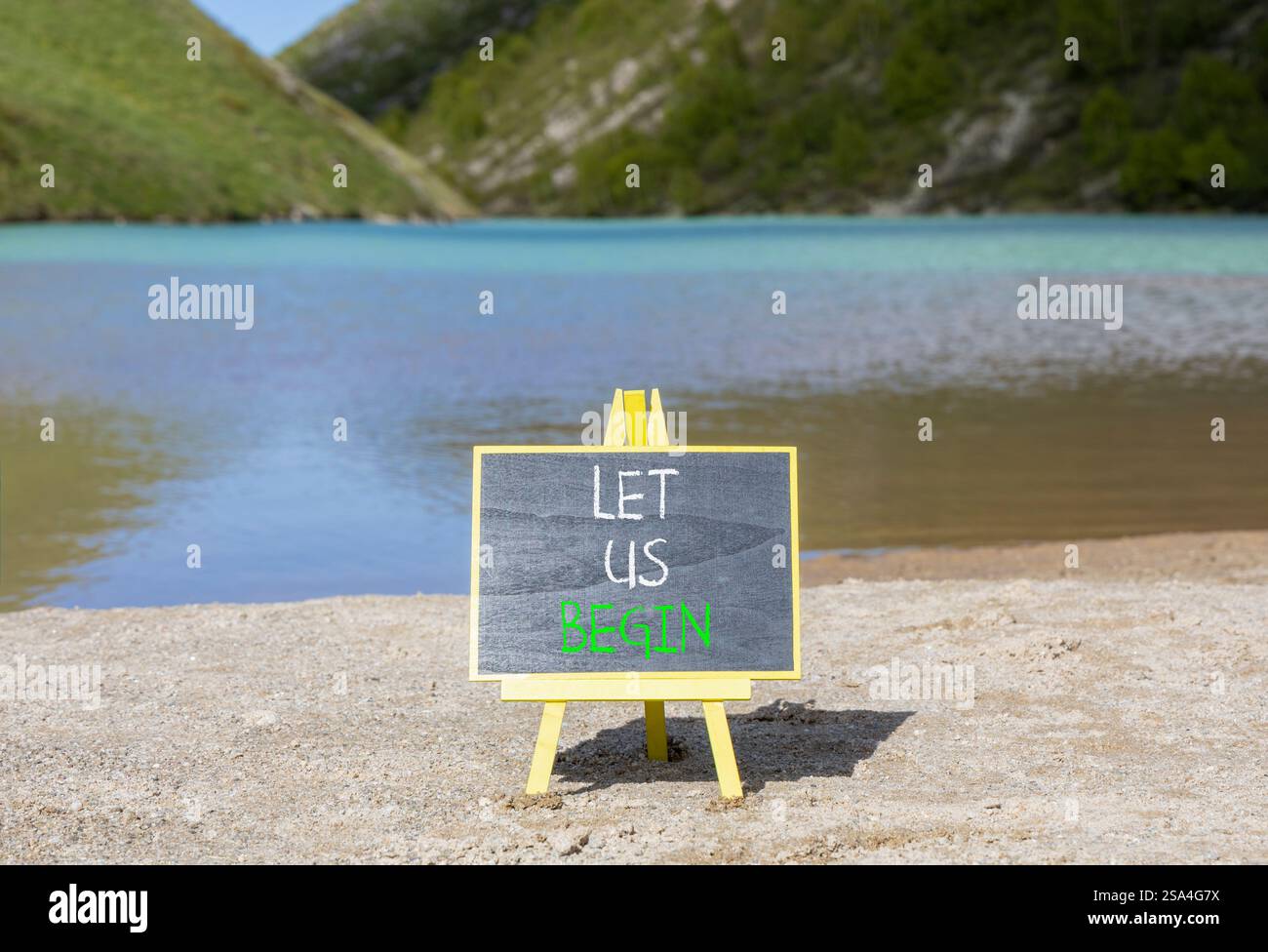 Let us begin symbol. Concept words Let us begin on beautiful black ...