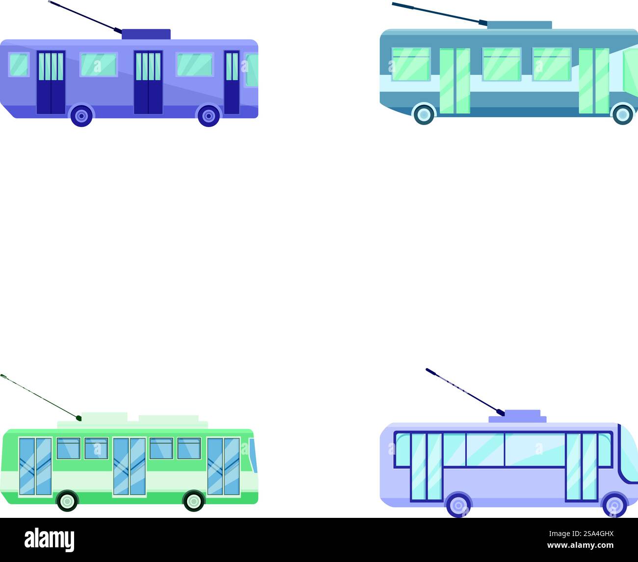 Four different styled vector illustrations of ecofriendly city ...