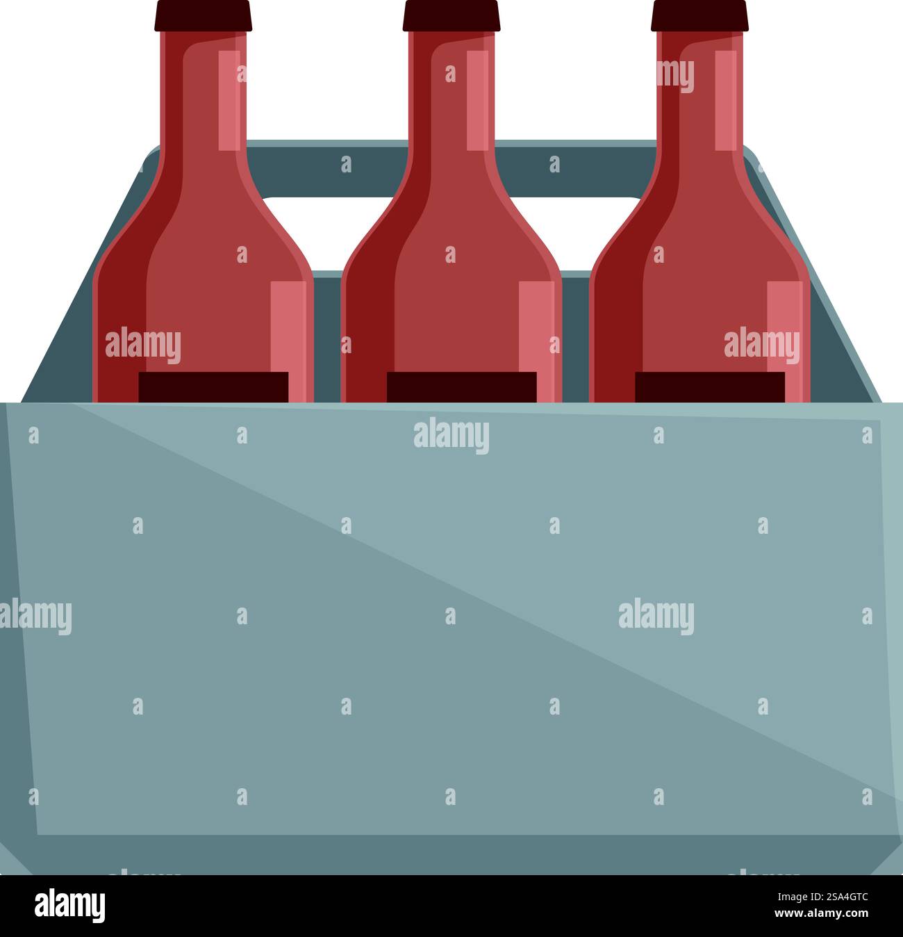 Three beer bottles are standing in a cardboard six pack package, ready ...