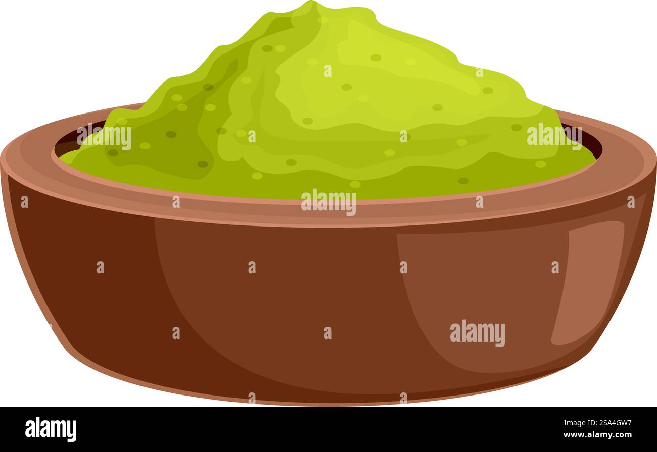 Wooden bowl is overflowing with vibrant green matcha powder. Wooden ...