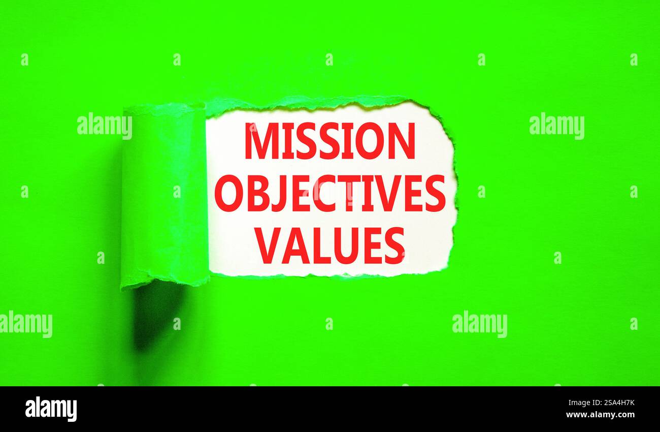 Mission objectives values symbol. Concept words Mission Objectives ...