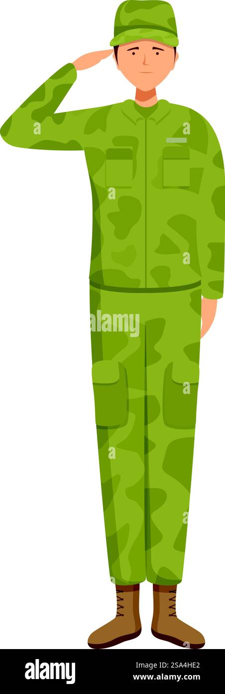 Young soldier is saluting, expressing respect and honor for the armed ...