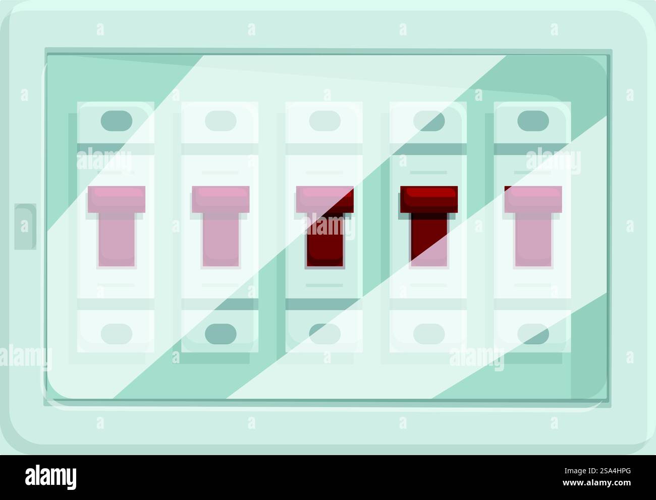 Electrician is turning off a circuit breaker in a fuse box, controlling ...