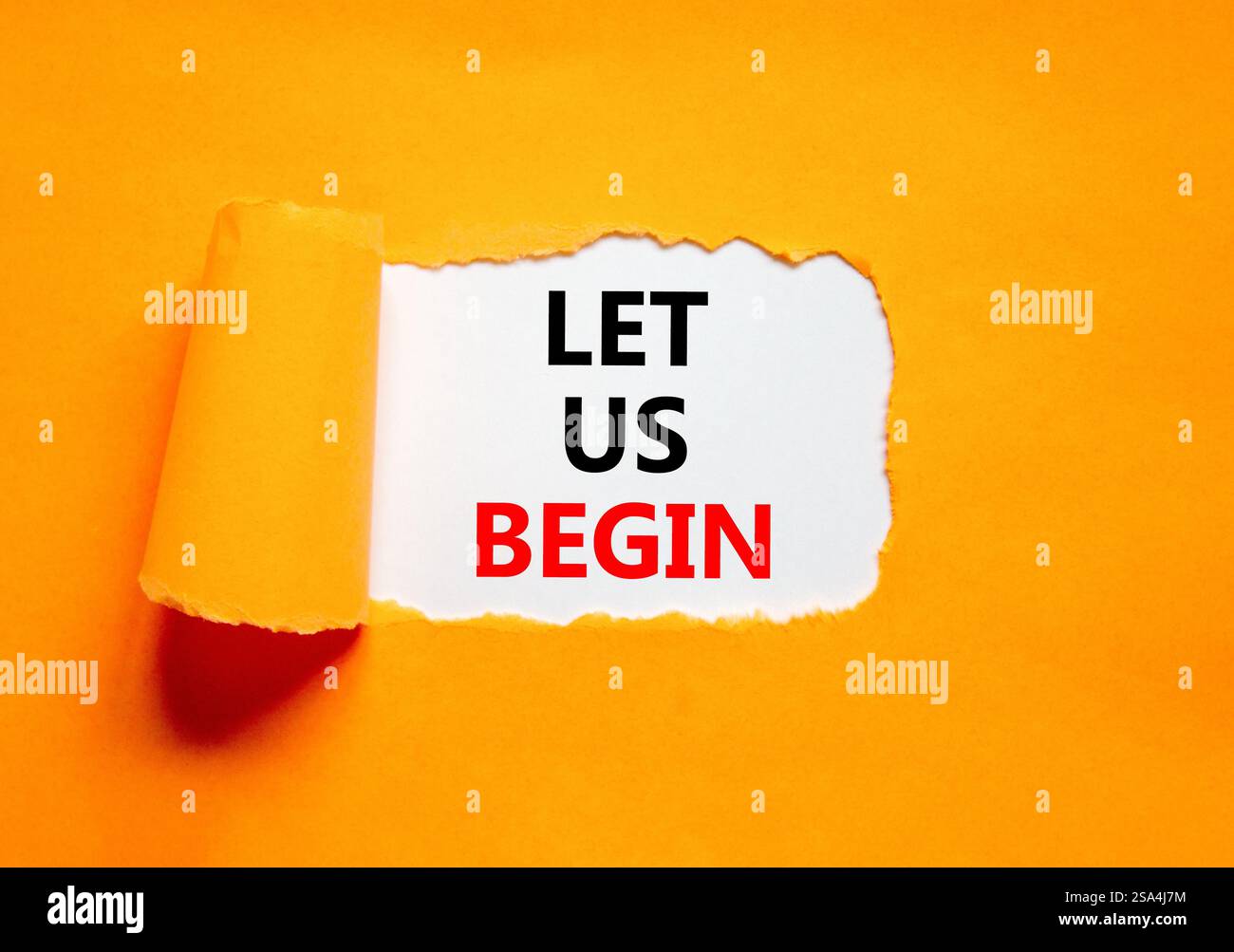 Let us begin symbol. Concept words Let us begin on beautiful white ...