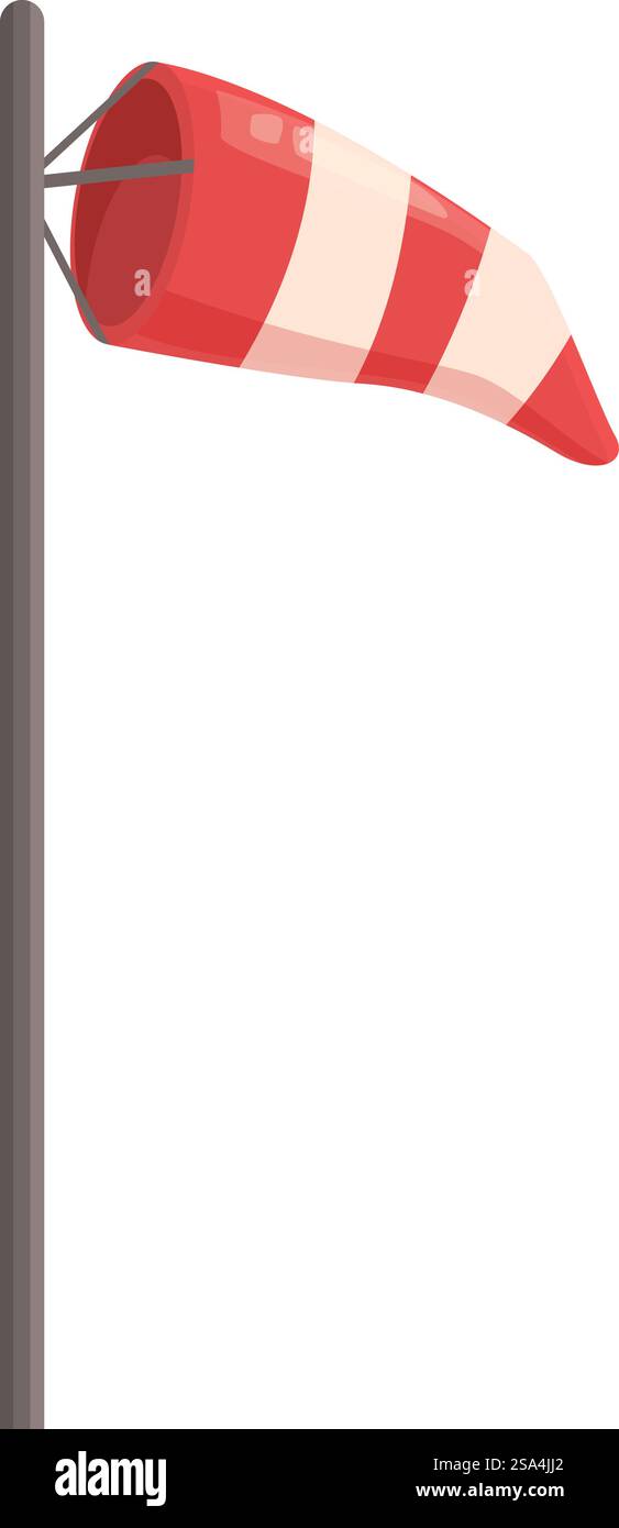 Striped windsock is attached to a pole, providing information about the ...